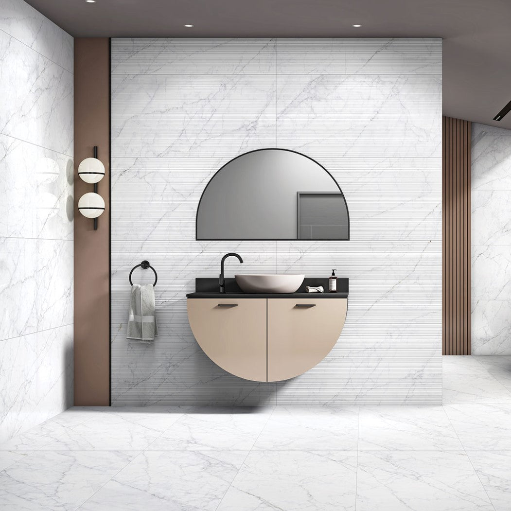Cloud Carrara Marble Effect Tile – Large Marble Bathroom & Floor Tiles ...