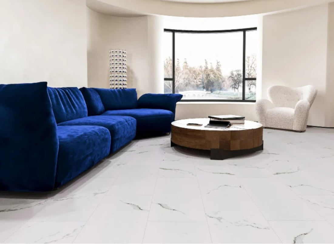 Elite White Marble Tile Effect LVT Flooring | Marble Effect Vinyl ...
