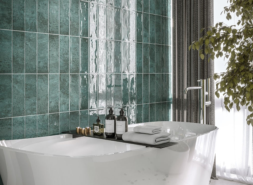 VINTAGE GLOSS GREEN Metro Tiles - 10x30cm | Green Tiles – Luxury ...