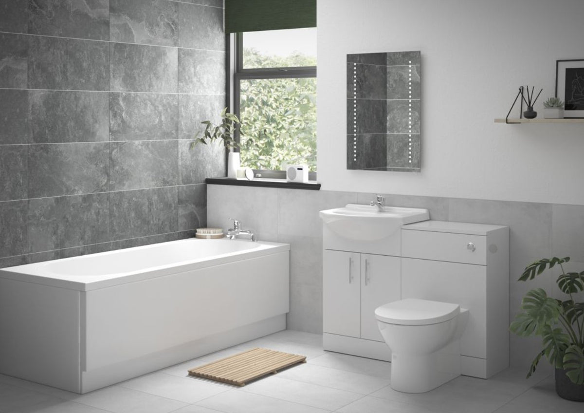 Modern Bathroom Suite including Gloss White WC Unit Rimless WC | SALE