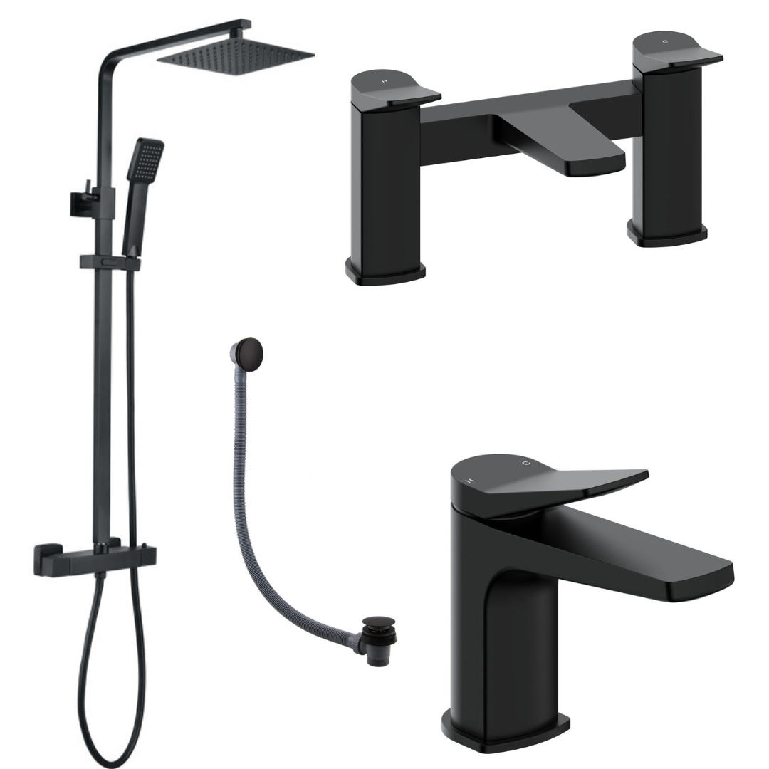 Matt Black | Bathroom Taps and Shower Set | Square