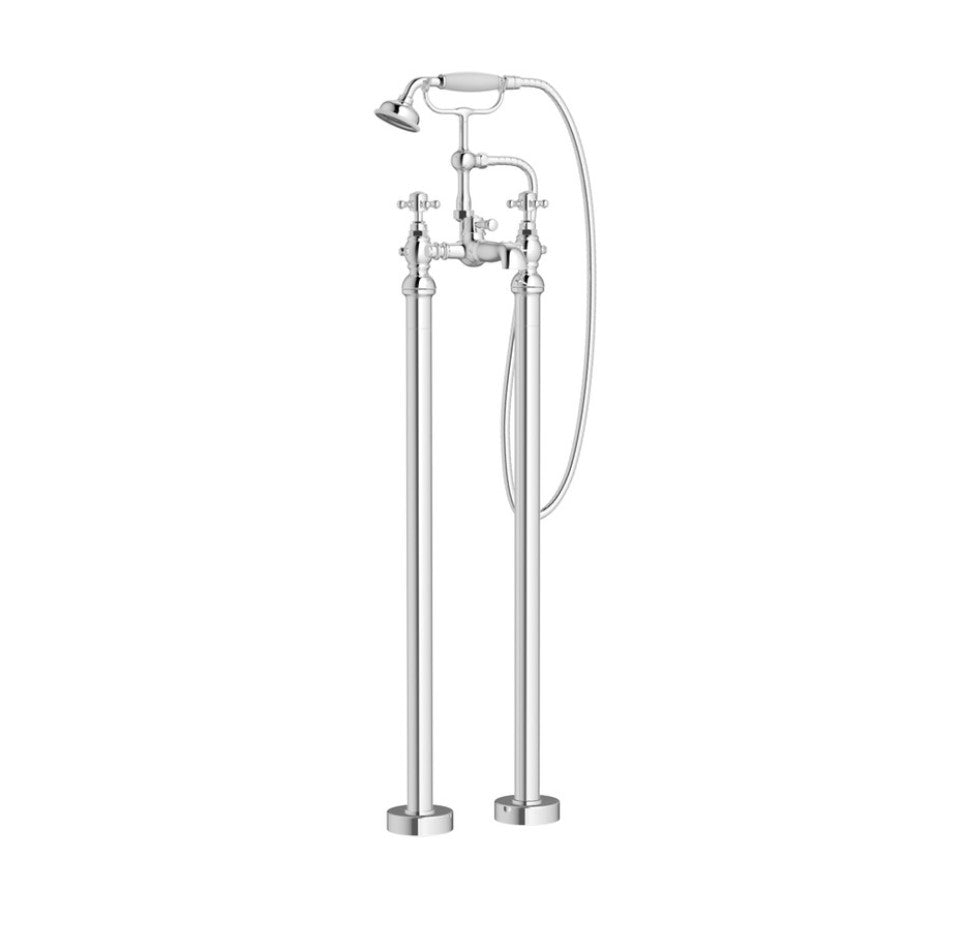 Traditional Chrome Floor Standing Bath Shower Mixer – Classic Elegance