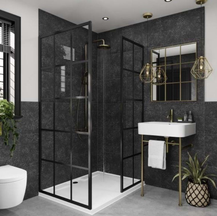 Multipanel Black Mineral Tile Effect | Bathroom Wall Panel | Black Panels