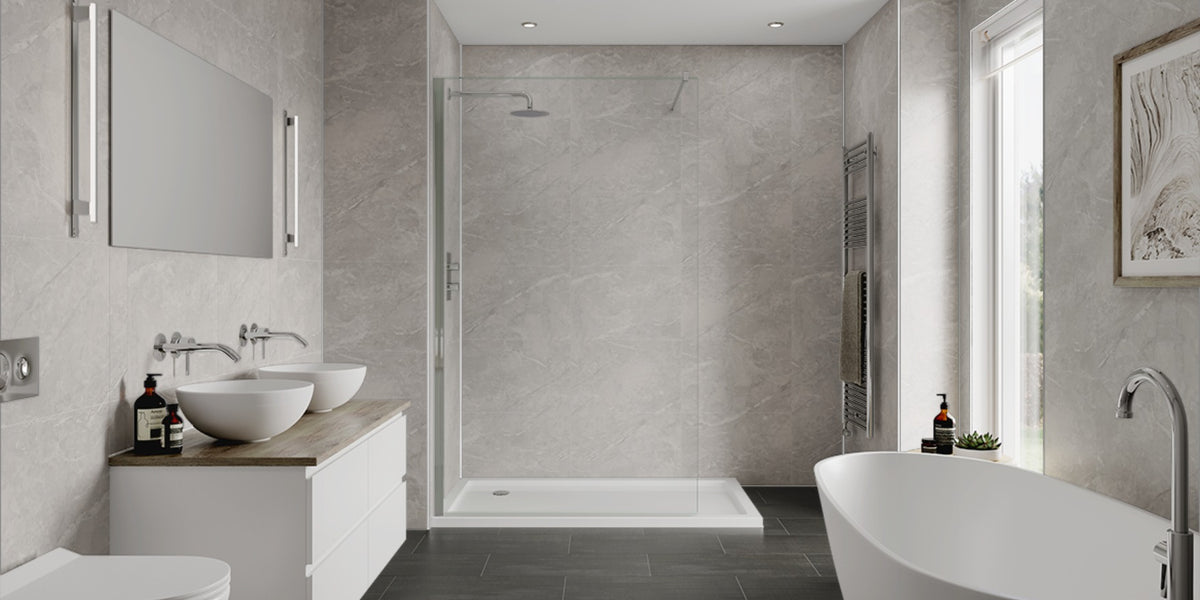 Multipanel Valmasino Marble Tile Effect Bathroom Wall Panel