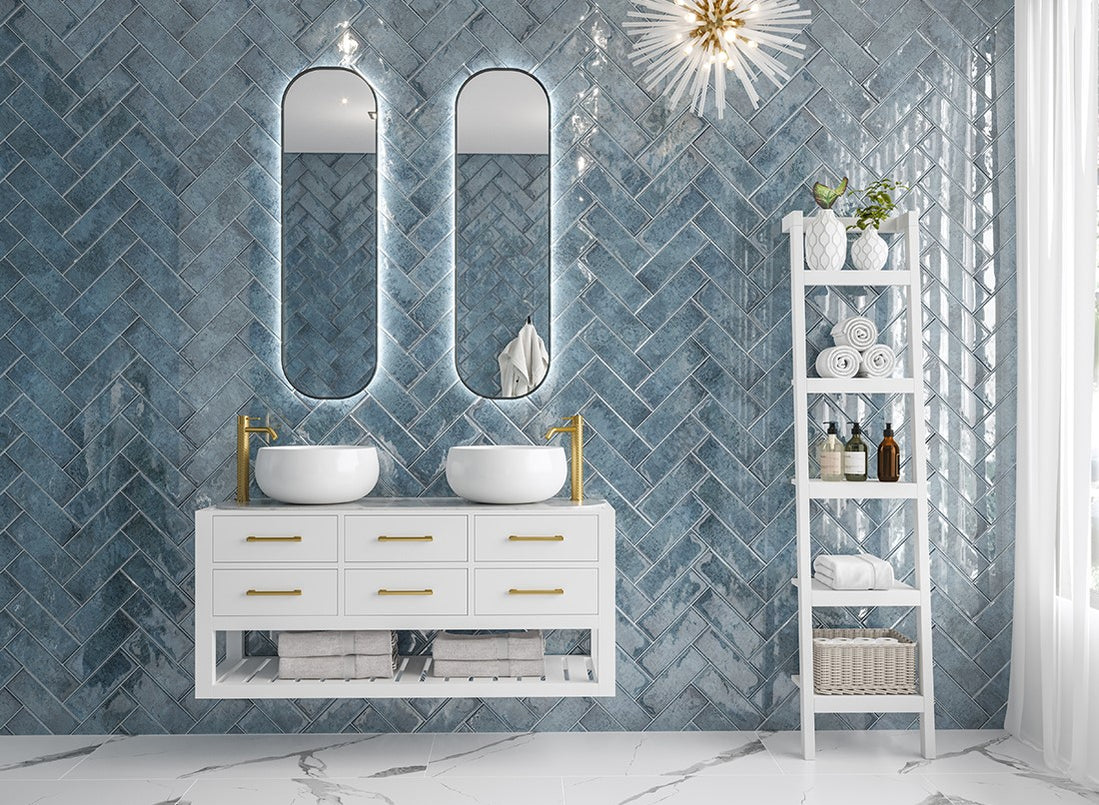 VINTAGE GLOSS BLUE Metro Tiles | Blue Bathroom Tiles| Metro Tiles