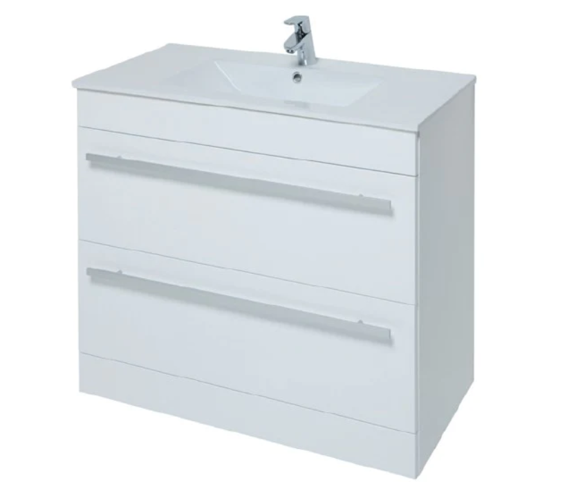 Gloss White Two Drawer Floorstanding Vanity | Kartell